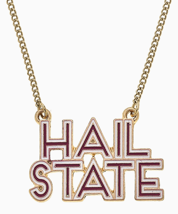 Hail State Drop Enamel Necklace – Curated Threads